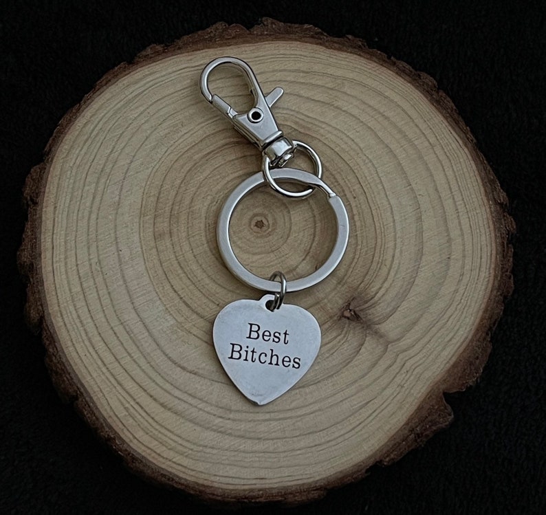 Pair of Best Bitches Gift Charm Keyring Word Charm Joke Bitch BFF Wine ...