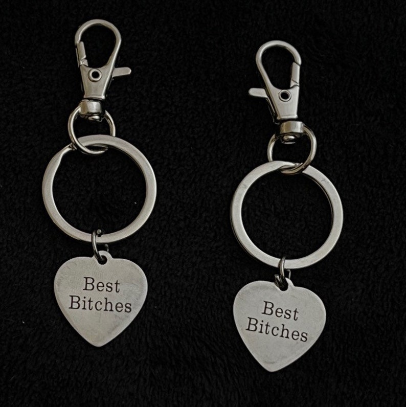 Pair of Best Bitches Gift Charm Keyring Word Charm Joke Bitch BFF Wine ...