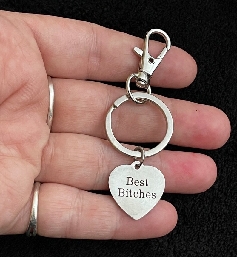 Pair of Best Bitches Gift Charm Keyring Word Charm Joke Bitch BFF Wine ...