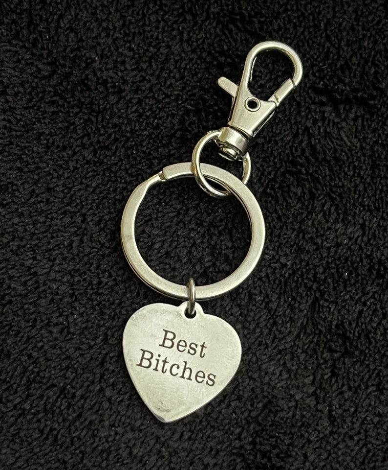 Pair of Best Bitches Gift Charm Keyring Word Charm Joke Bitch BFF Wine ...