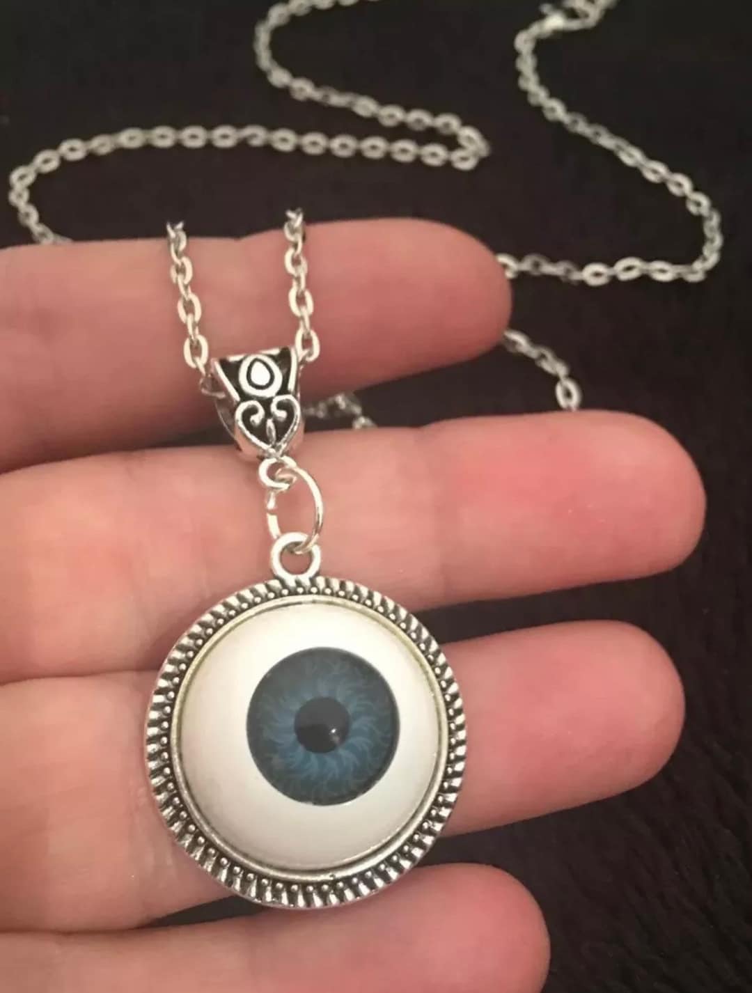 3D Eyeball Pendant Eye Ball Cameo Necklace Horror Creepy Long 24 Inch ...