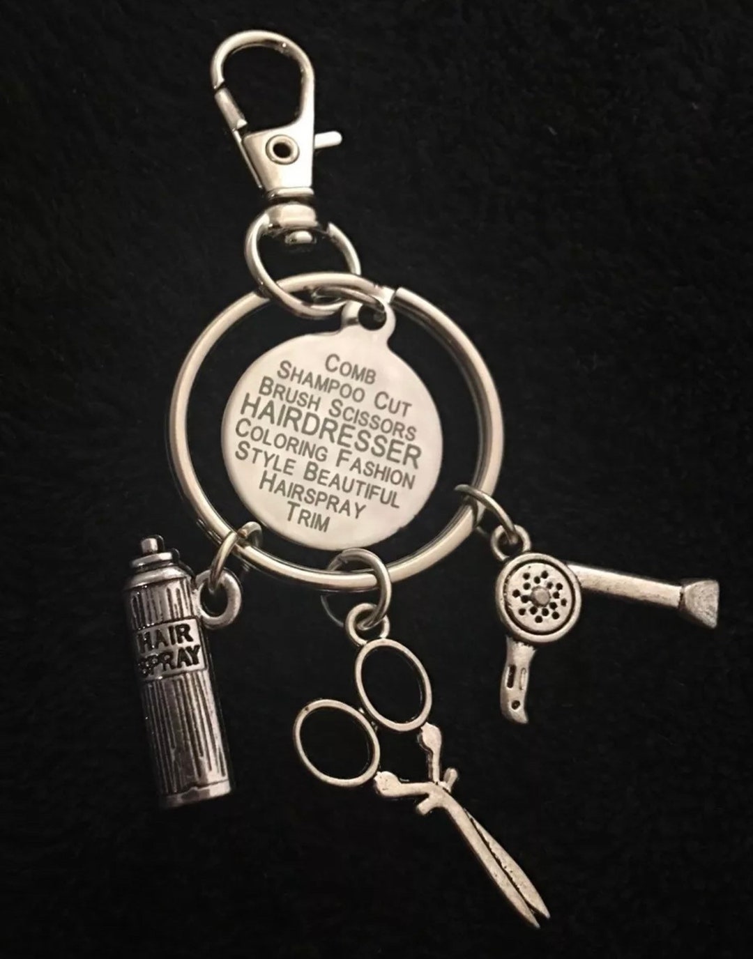 Hairdresser Hair Stylist Gift Charm Keyring Keychain Scissors Present ...