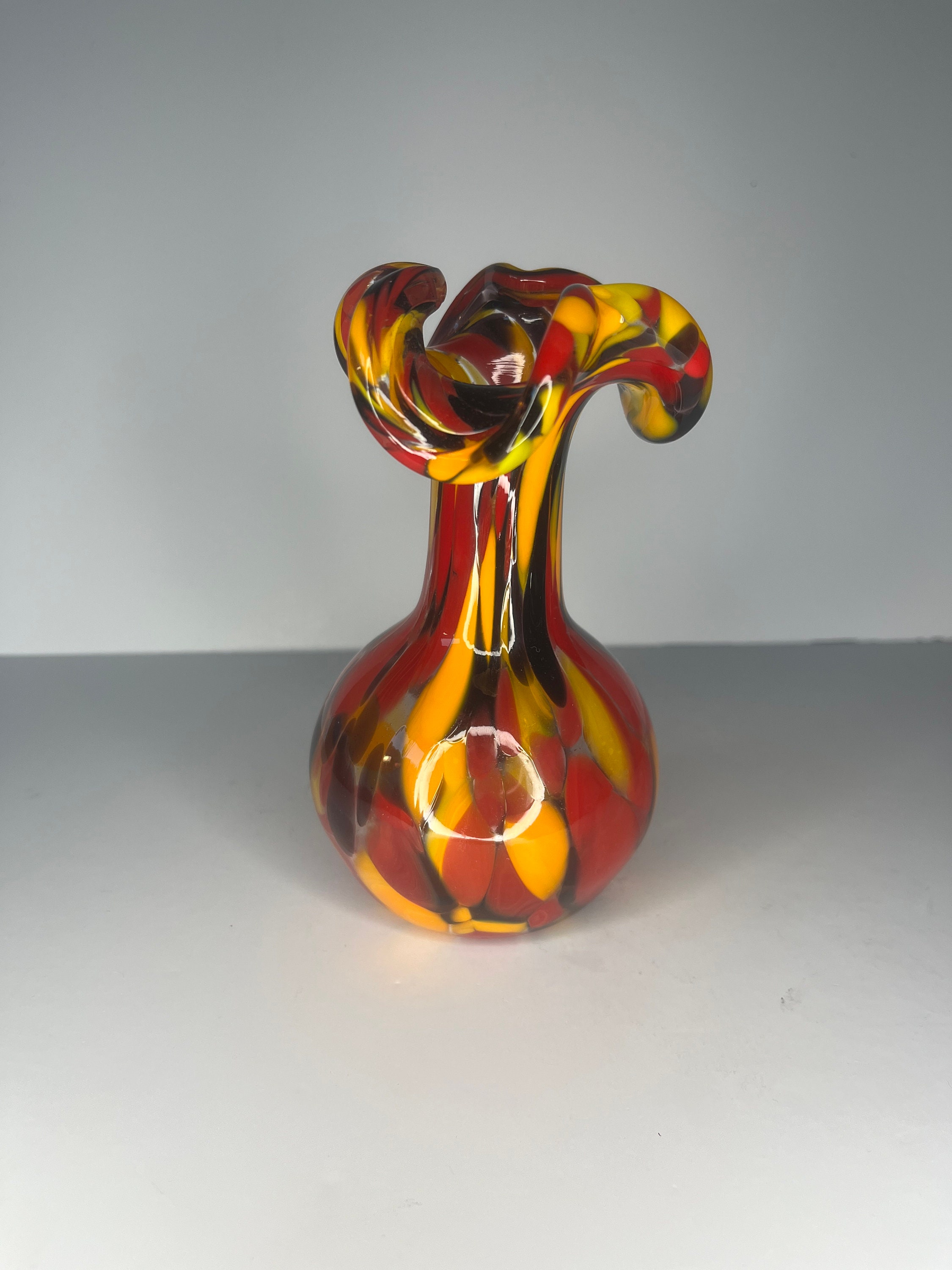 Vintage 6 Inch Hand-blown Art Glass Vase - Etsy