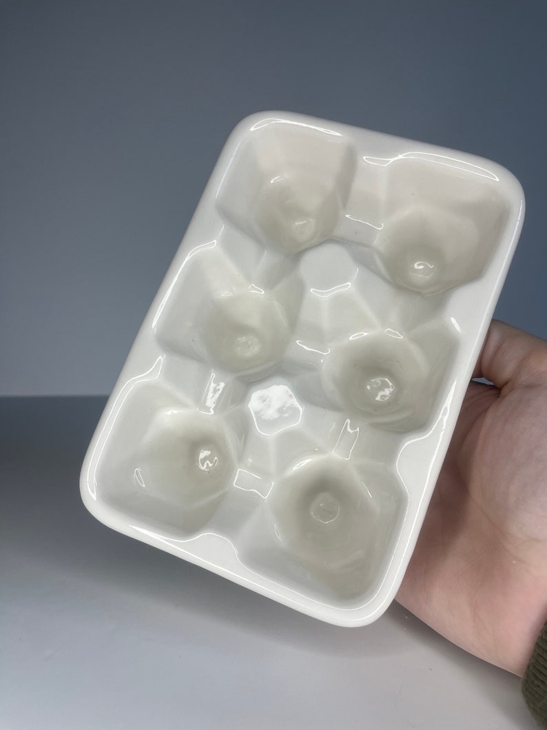 White Ceramic Half Dozen Egg Carton - Etsy