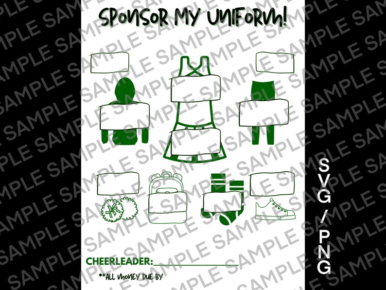 Green Sponsor My Uniform Template Cheerleading Fundraiser Etsy