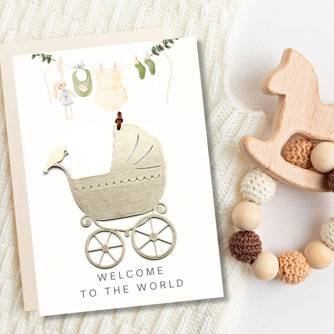 Handmade Baby Pram Ornament & Card Set: Stainless Steel, Recycled ...
