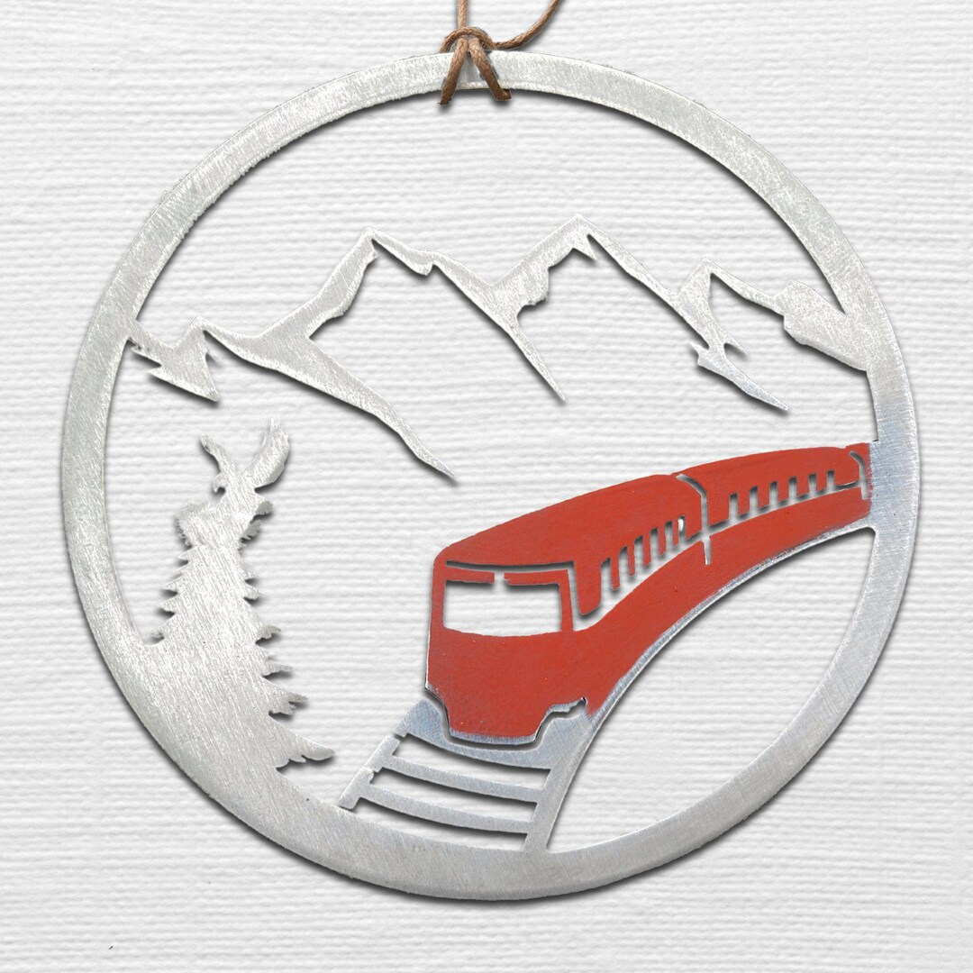 Hand Painted Red Train Ornament: Mountain Express, Optional Engraving ...