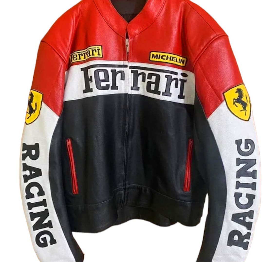 Red Ferrari Leather Motorcycle Racing Jacket - Etsy