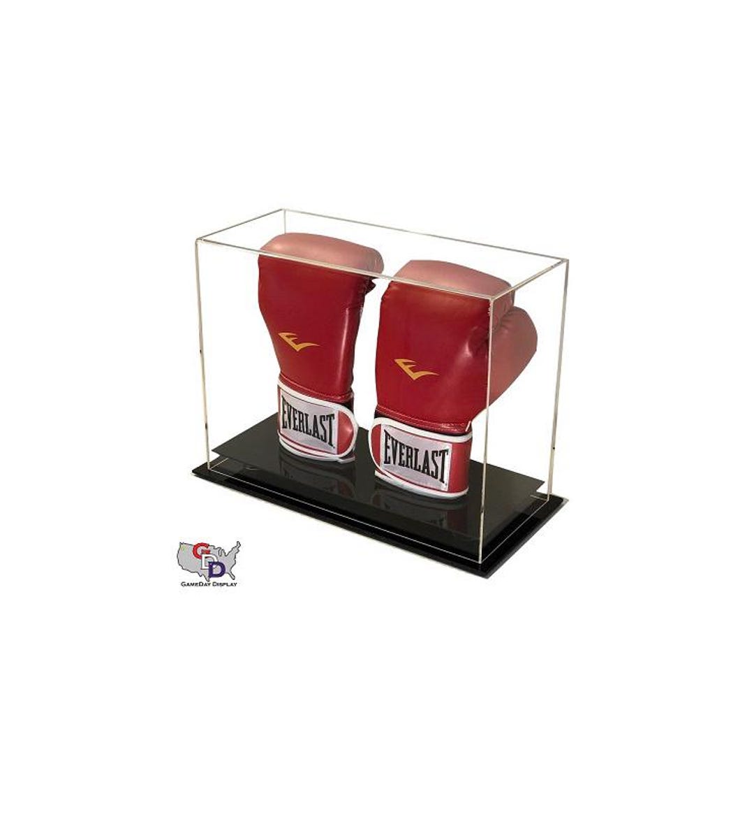 Clear Acrylic Boxing Glove Display Case, UV Protection, Black Base ...