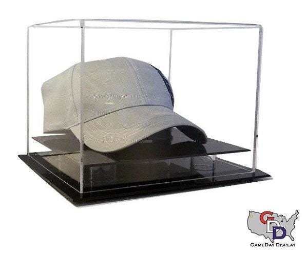 Acrylic Hat Display Case, UV Protecting, Crystal Clear With Black Base ...