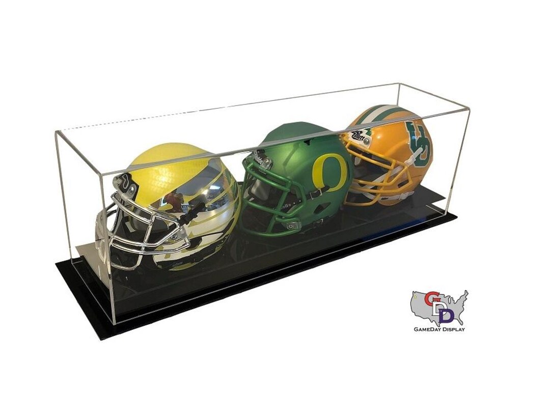 Triple Mini Football Helmet Display Case, Acrylic With UV Protection ...