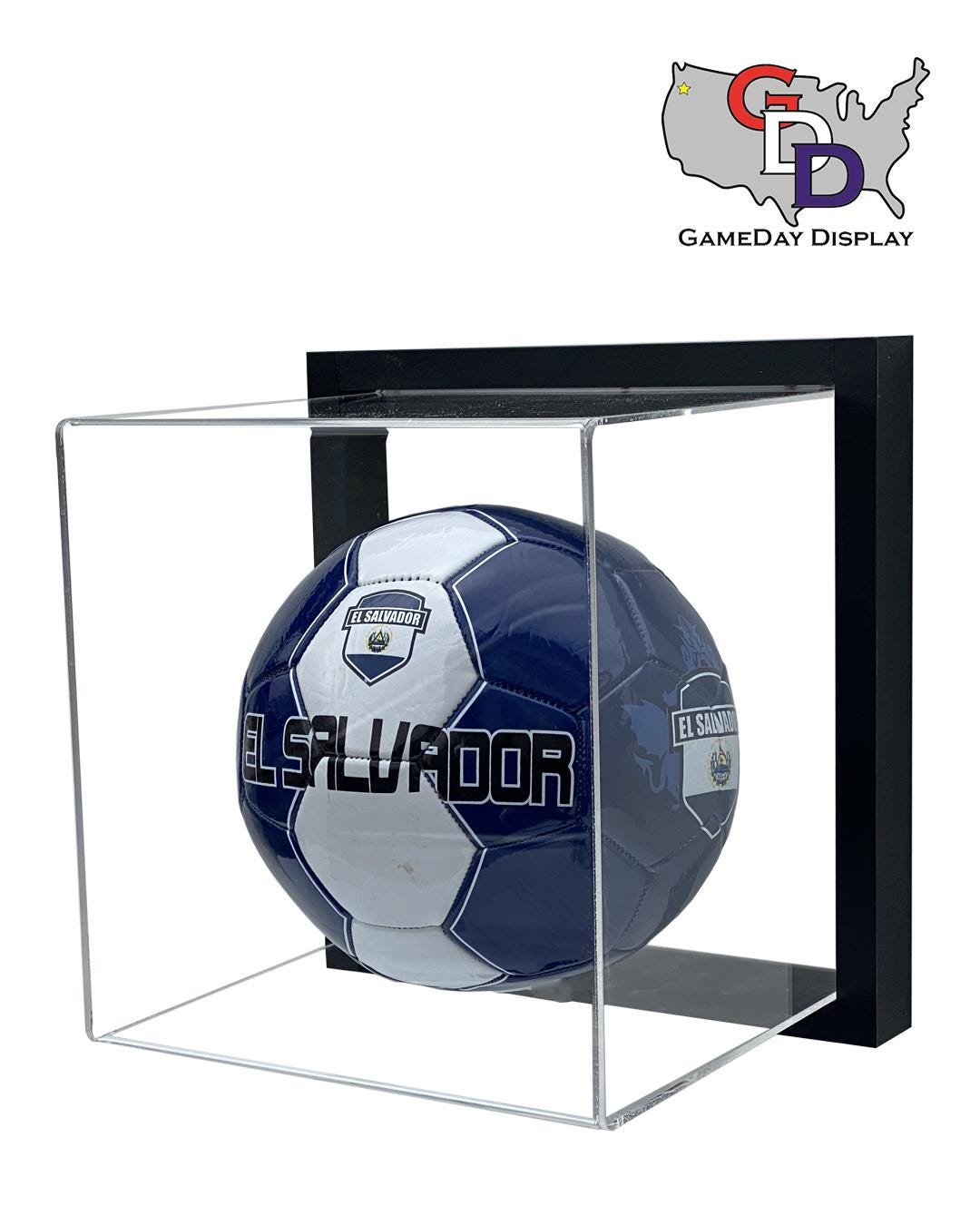 Framed Soccer Ball Display Case, UV Protecting, Wall Mount, Black Frame ...