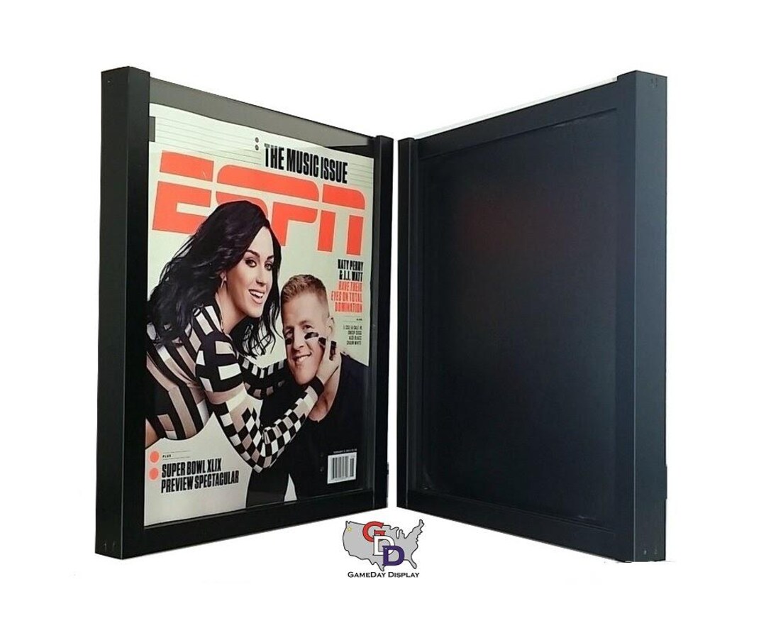 Lot of 2 Magazine Display Case, Large, Black Frame, UV Protecting, Wall ...