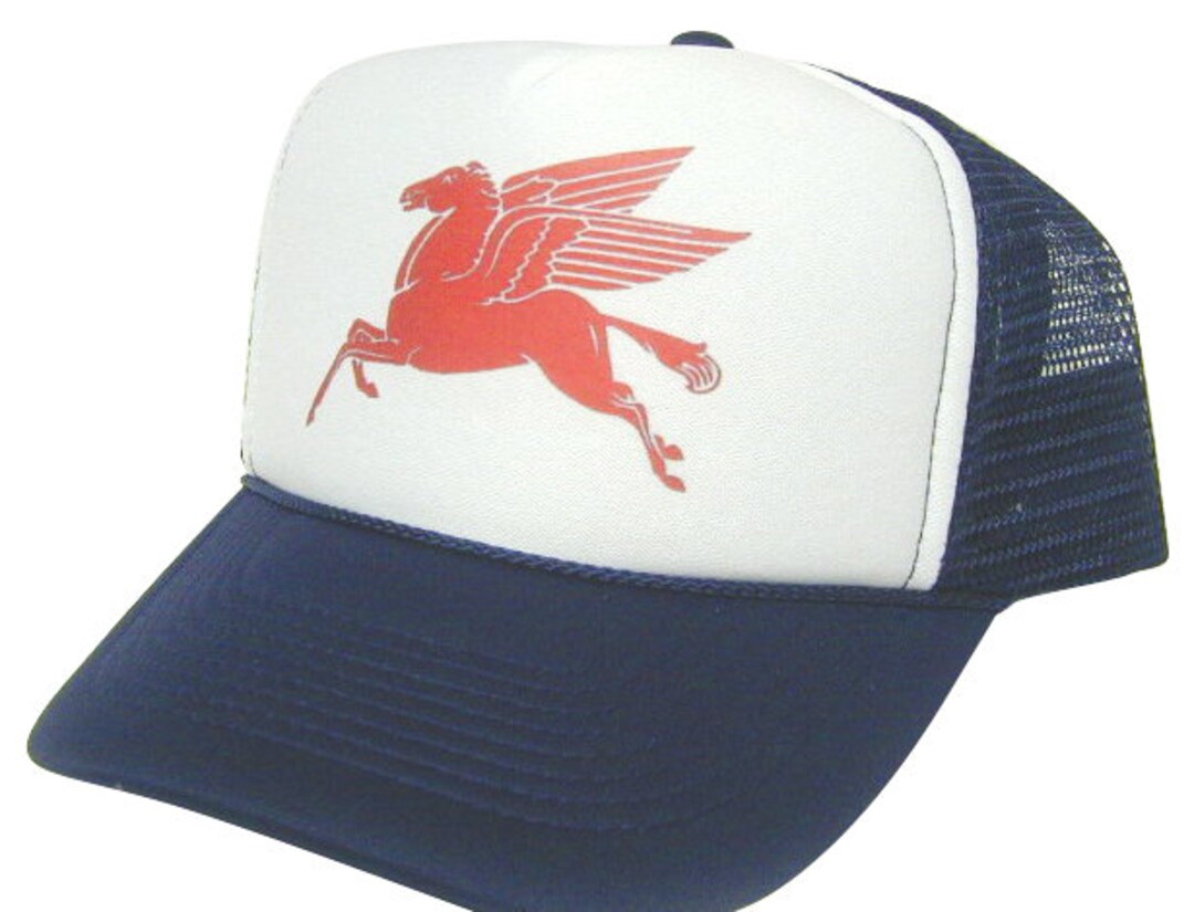 Mobil Trucker Hats | Vintage Trucker Hat | Adjustable Trucker Foam Navy ...