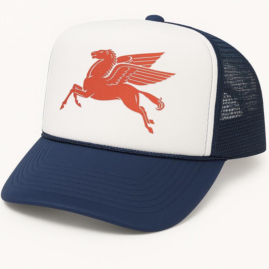 Mobil Trucker Hats | Vintage Trucker Hat | Adjustable Trucker Foam Navy ...