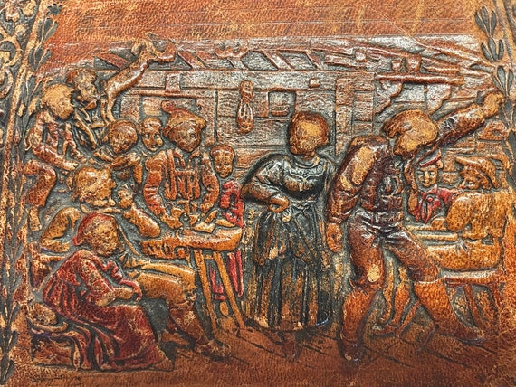 Antique Purse Bas Relief in Leather Incredible Bourbo… - Gem