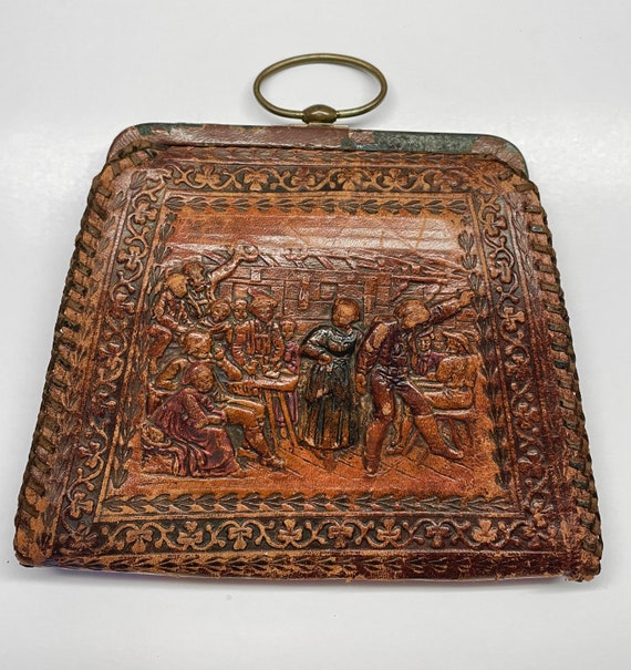 Antique Purse Bas Relief in Leather Incredible Bourbo… - Gem
