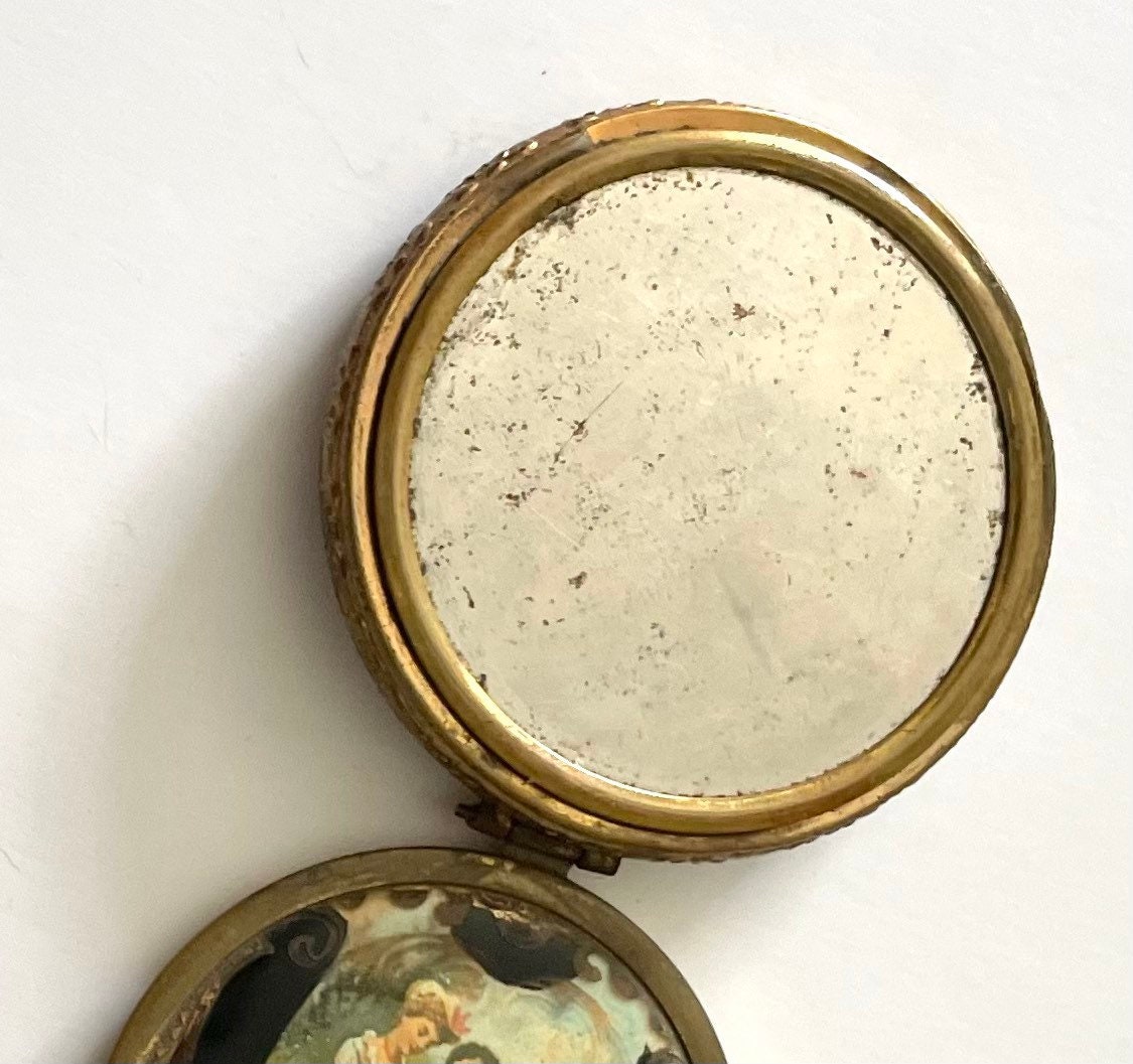1920s Compact People Enamel Rococo Brass Powder Extraordinary - Etsy