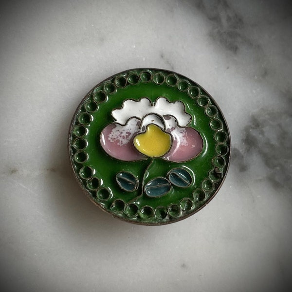 Antique Enamel Button - Etsy