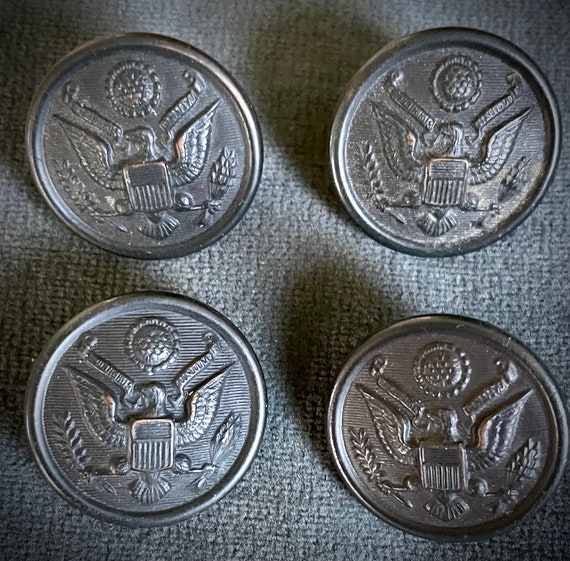 4 Antique Signed Myers Great Seal Uniform Military Ea… - Gem