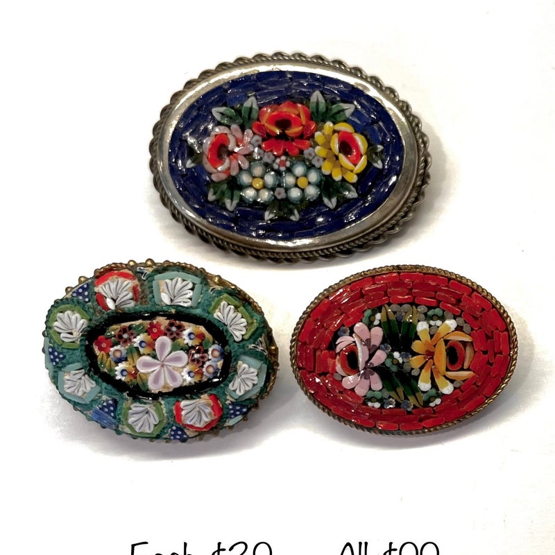 Micro Mosaic Brooch - Etsy