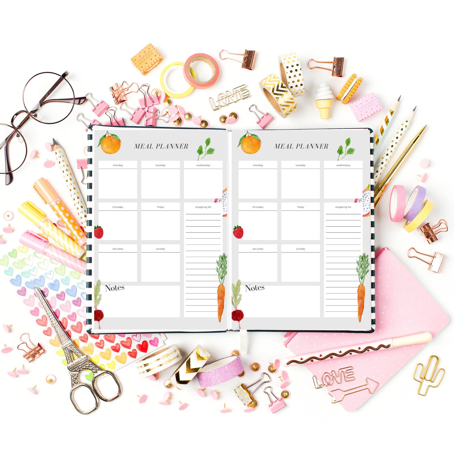 Colorful Fruits Weekly Meal Planner Weekly Meal Planner Grocery List ...