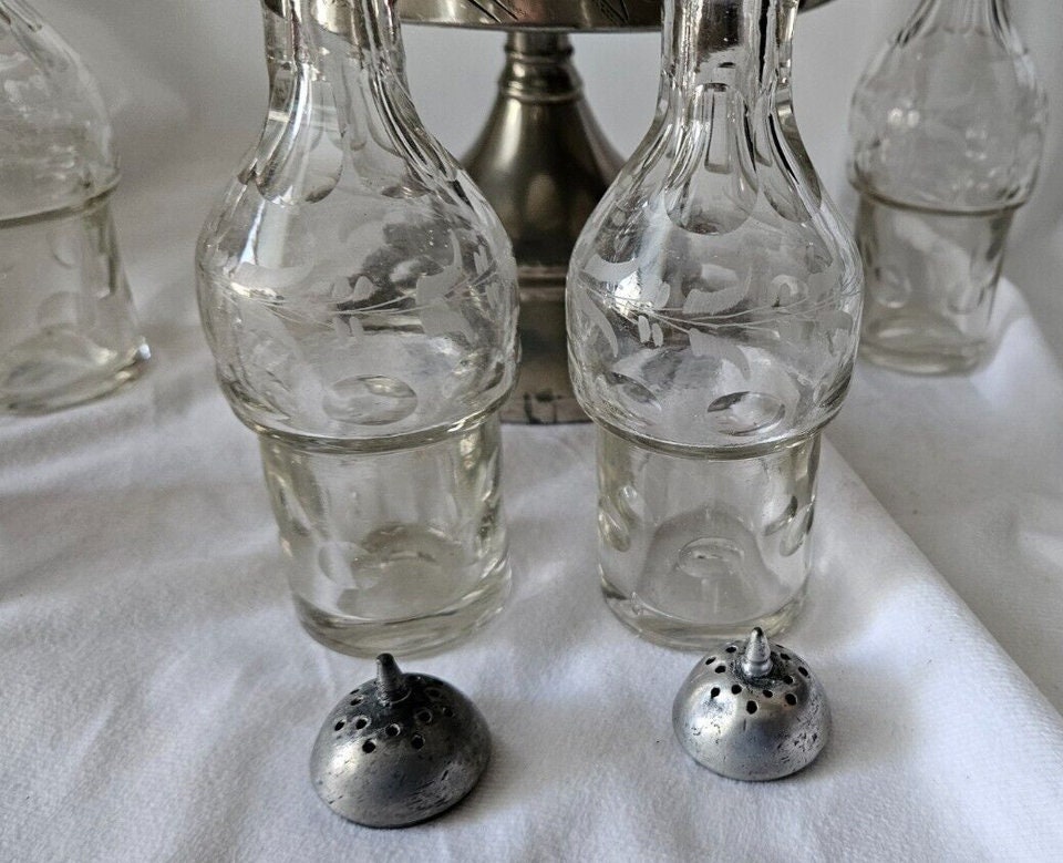 Victorian Cruet Set Cut & Etched Clear Glass - Etsy