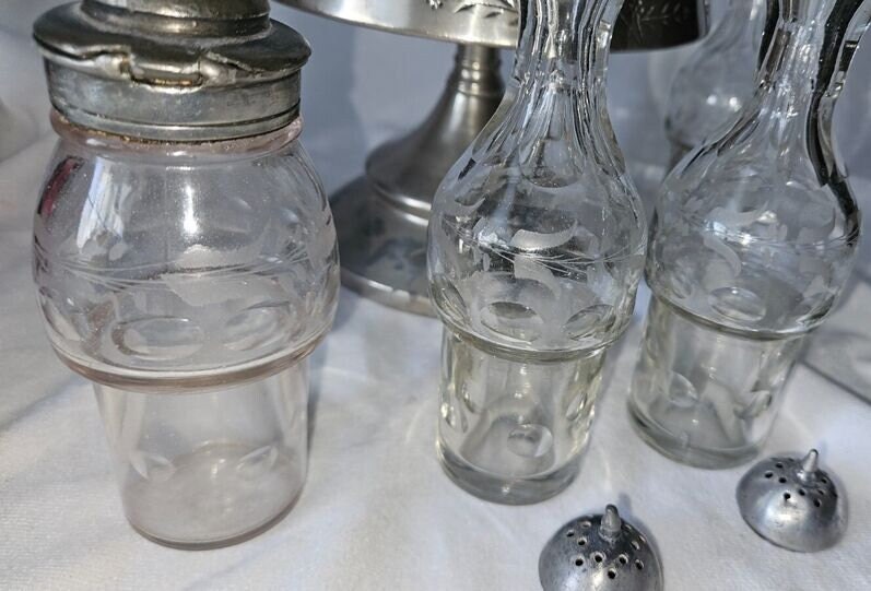 Victorian Cruet Set Cut & Etched Clear Glass - Etsy