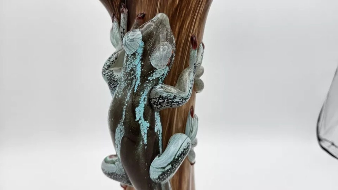 Hand-blown Art Glass Vase Sculpture - Salamander & Tree - Etsy