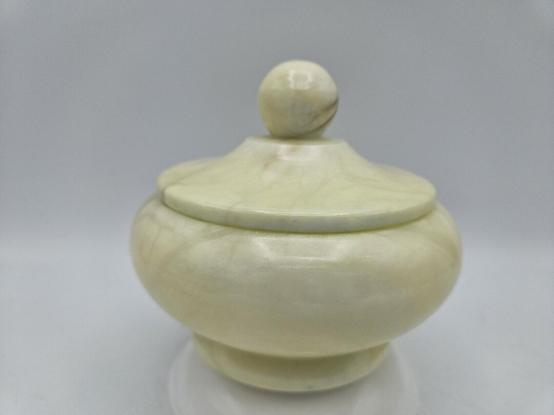 Vintage Lidded Alabaster Jar - Etsy