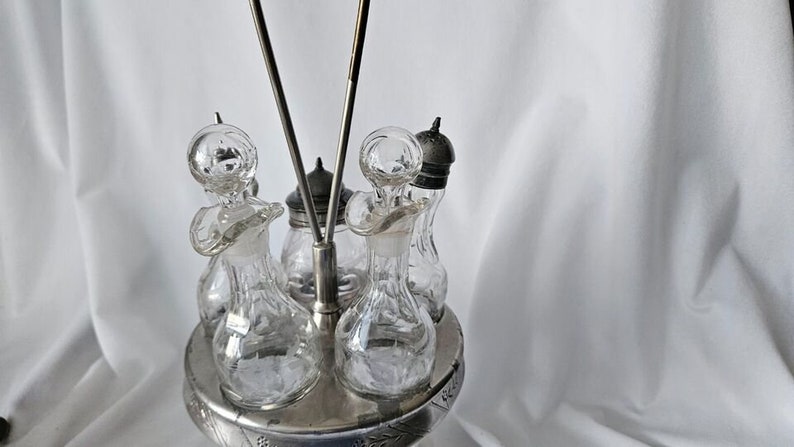 Victorian Cruet Set Cut & Etched Clear Glass - Etsy