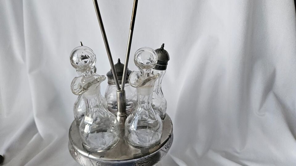 Victorian Cruet Set Cut & Etched Clear Glass - Etsy