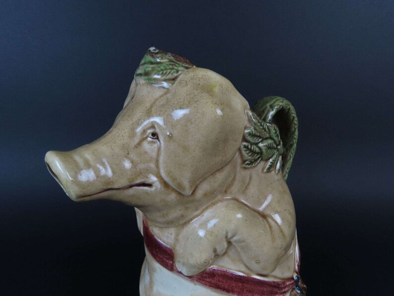 Antique French Majolica Pig Pitcher Frie Onnaing 19th Century in France ...