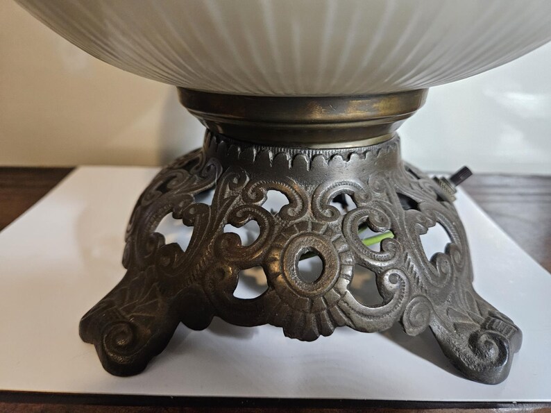 Antique Hand-painted Hurricane Converted Oil Lamp W/matching Shade - Etsy