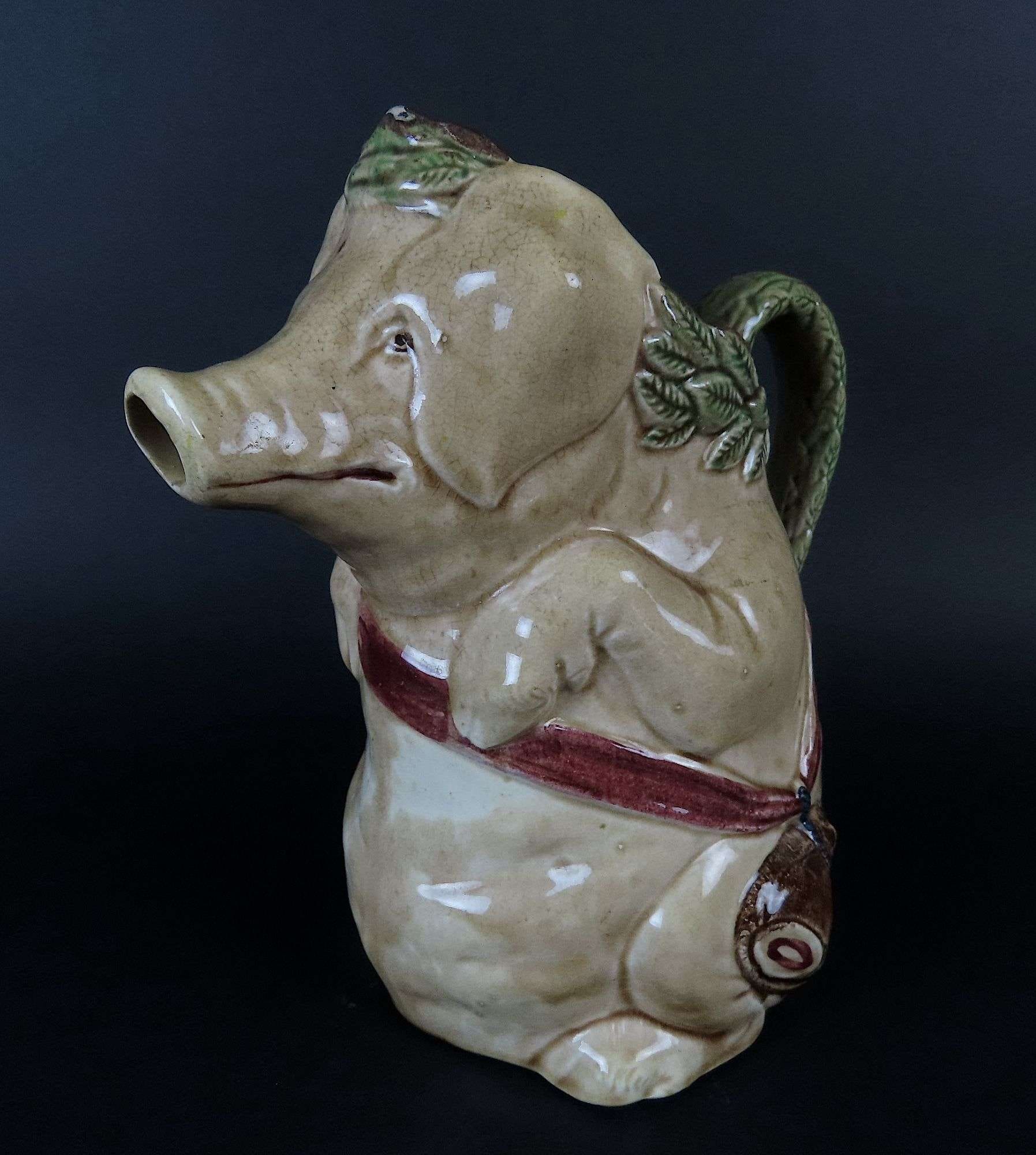 Antique French Majolica Pig Pitcher Frie Onnaing 19th Century in France ...