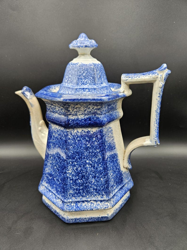 Antique Early 19th C Blue & White Teapot - Early Victorian Era - Etsy