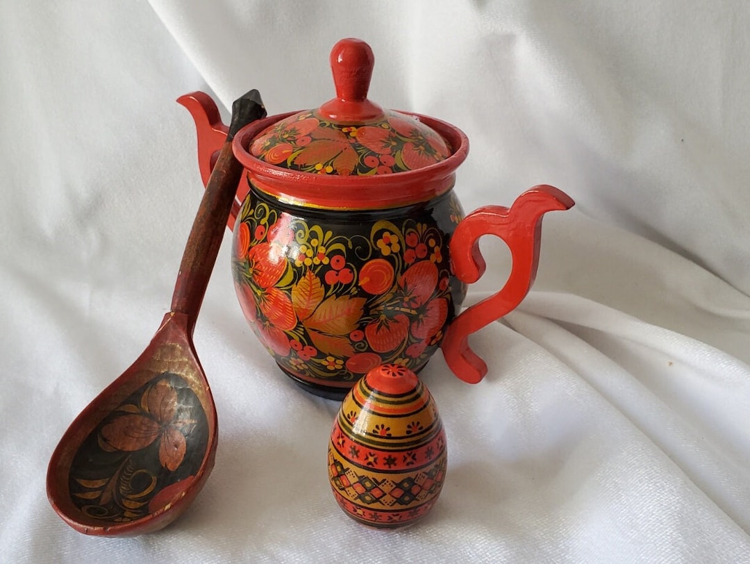 Old Russian Collectibles - Sugar Bowl, Spoon, Egg - Etsy