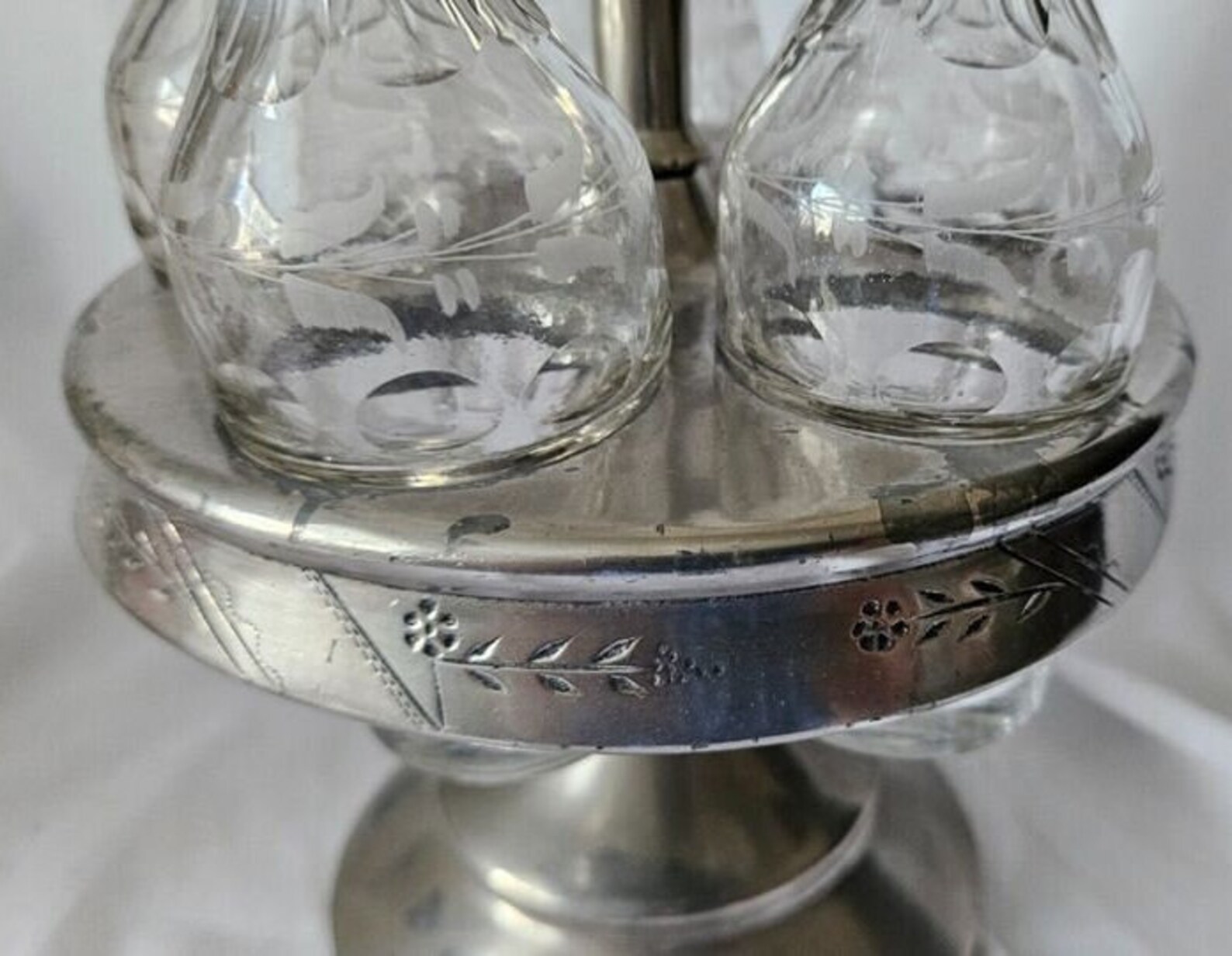 Victorian Cruet Set Cut & Etched Clear Glass - Etsy