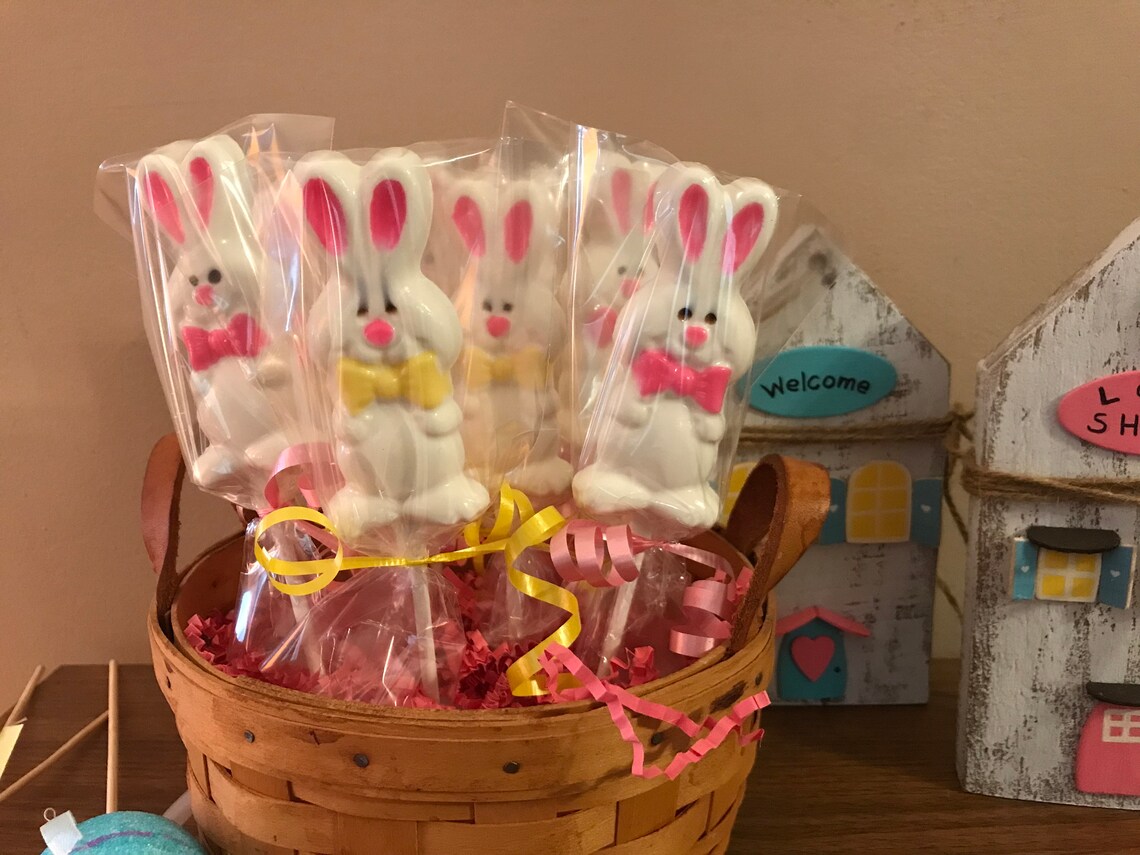 Easter Bunny Chocolate Lollipops, Easter Lollipops , Set of 4 - Etsy