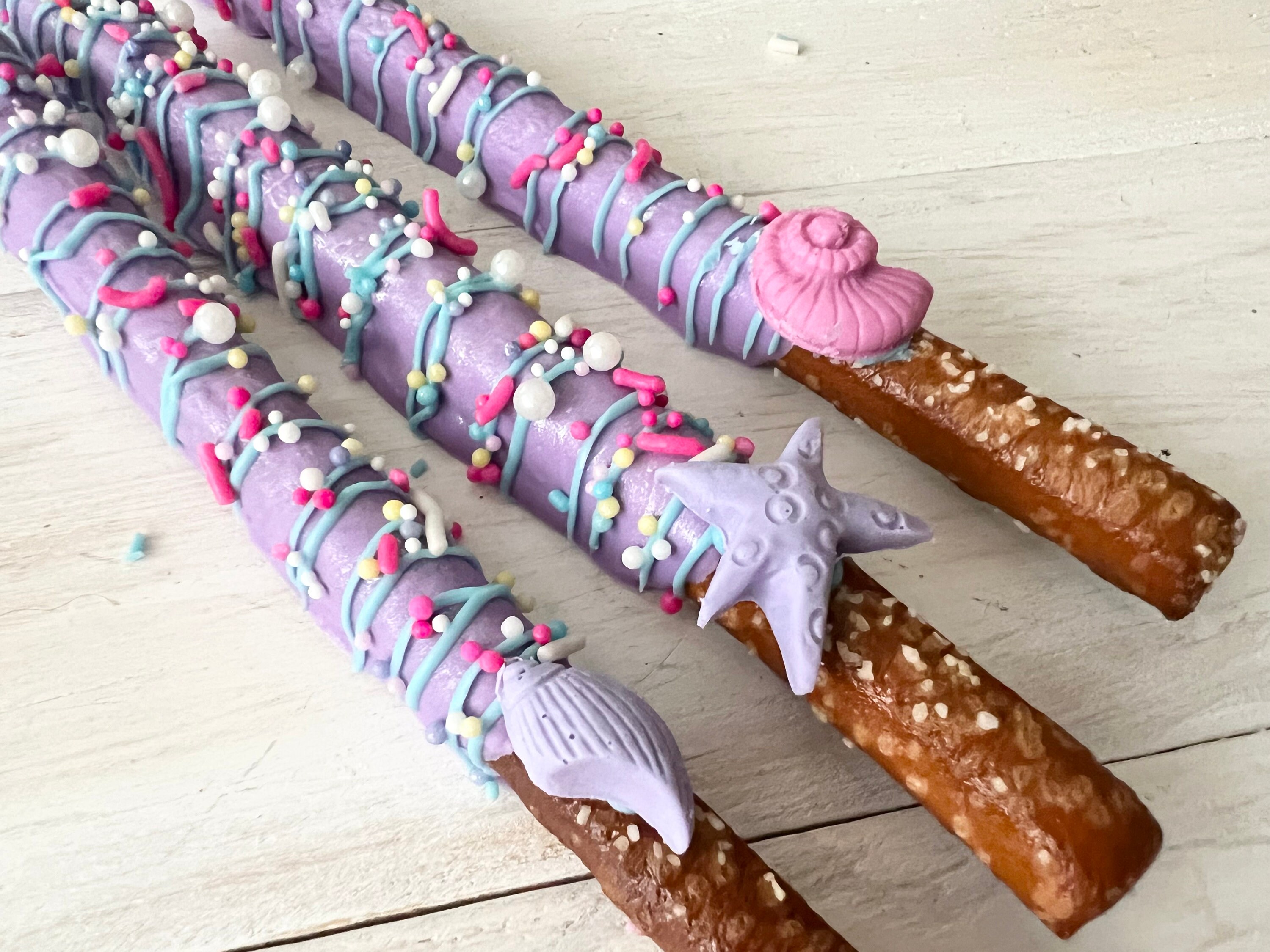 Little Mermaid Chocolate Pretzels, Little Mermaid Theme Party Pretzels ...
