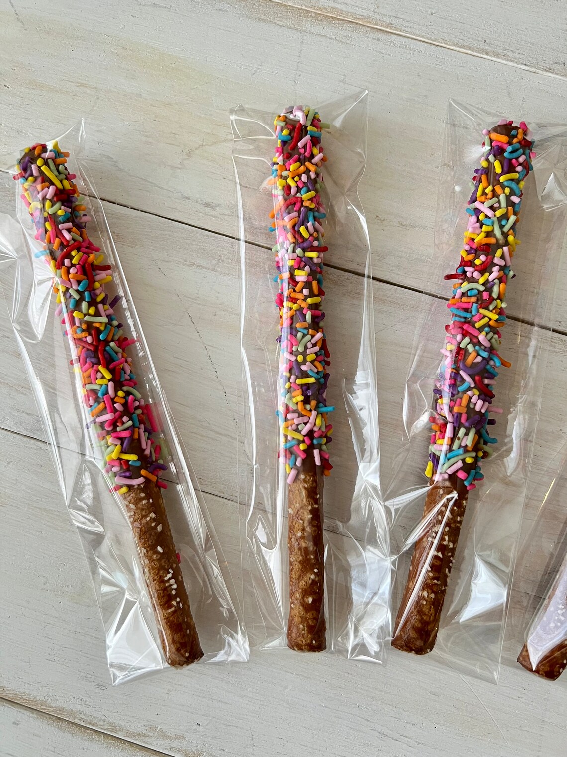 Chocolate Covered Pretzel Rods Fully Covered in Rainbow Sprinkles, 12 ...