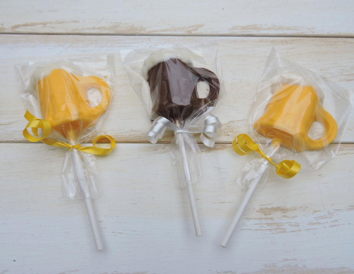 Beer Mug Chocolate Lollipops, Yellow Chocolate Beer Mug Pops ,brown ...