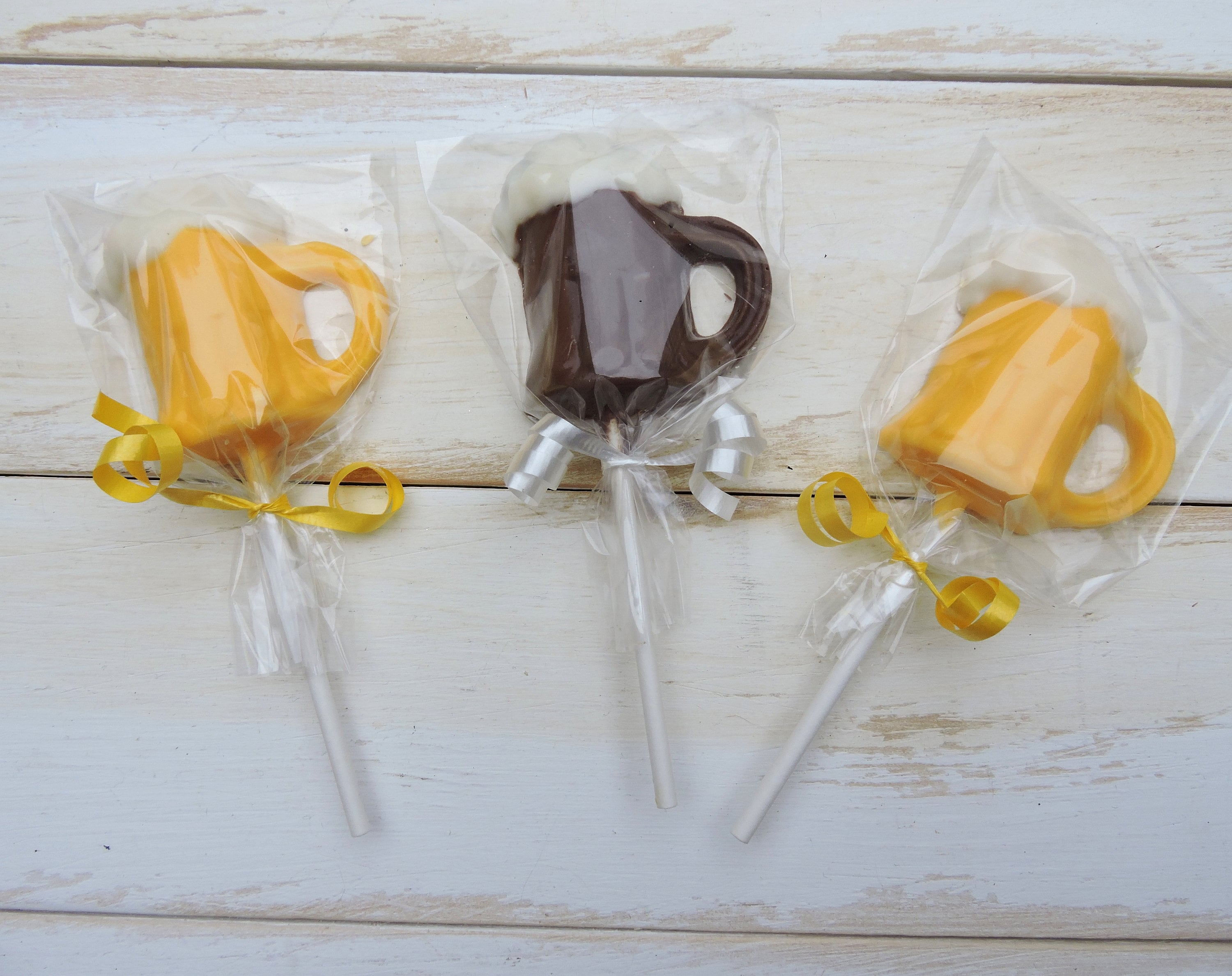 Beer Mug Chocolate Lollipops, Yellow Chocolate Beer Mug Pops ,brown ...
