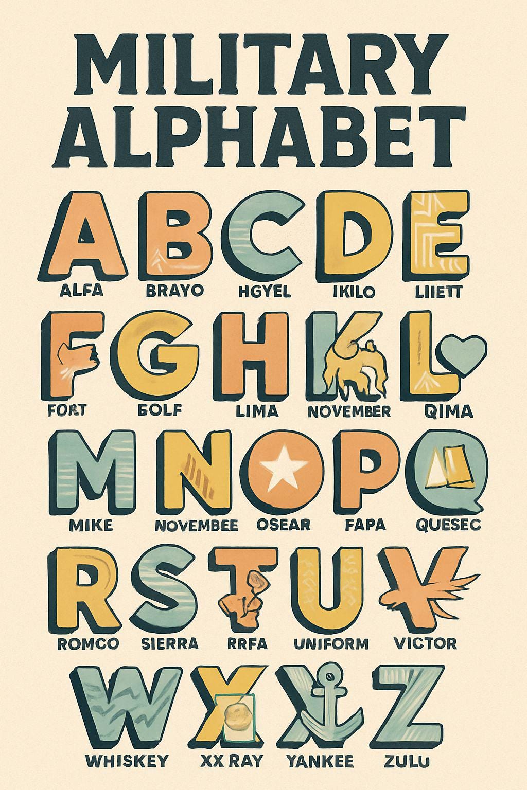 Military Alphabet Poster Vintage Feel - Etsy