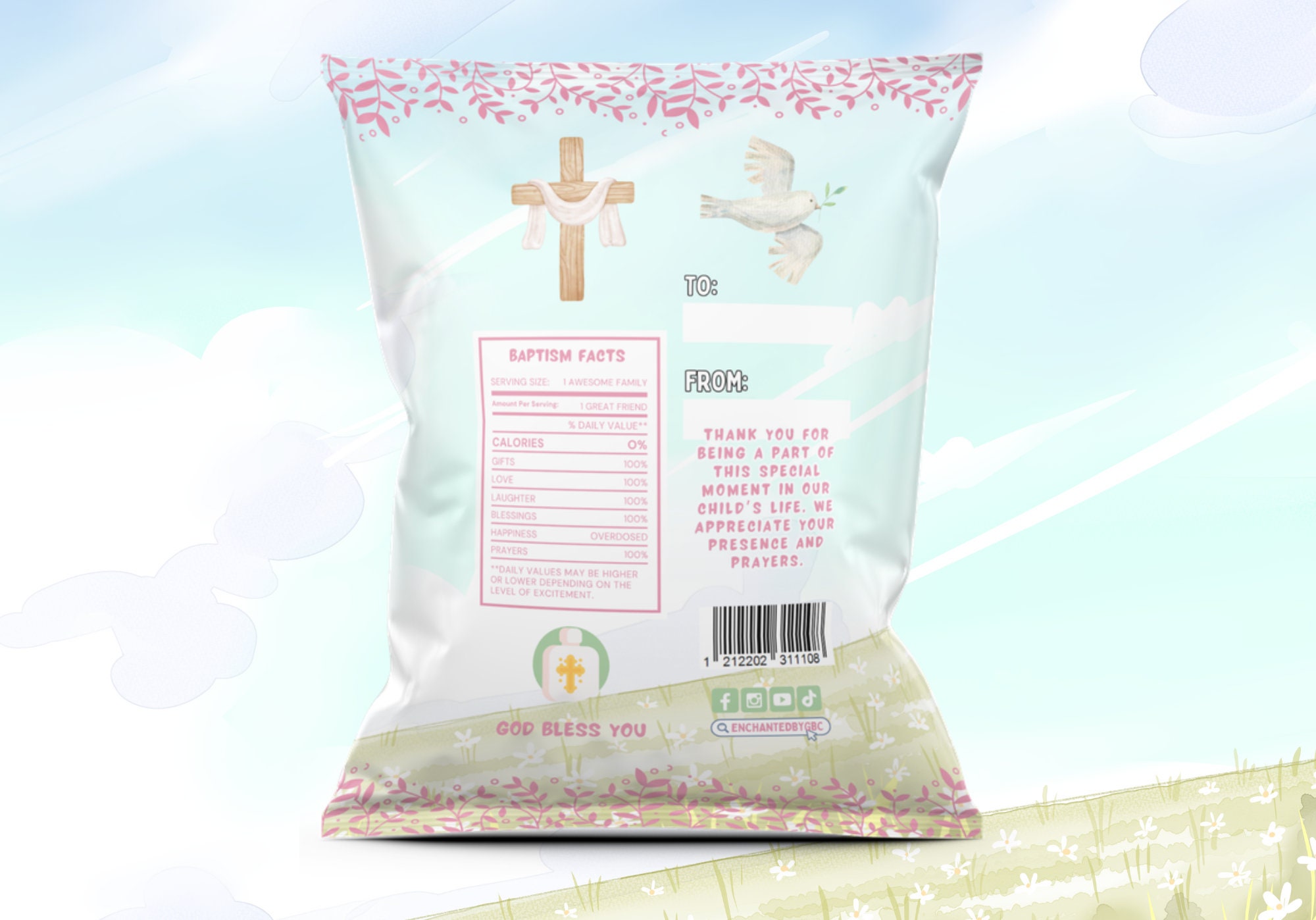 Custom Christening Chip Bag, Personalized Christening Favors ...