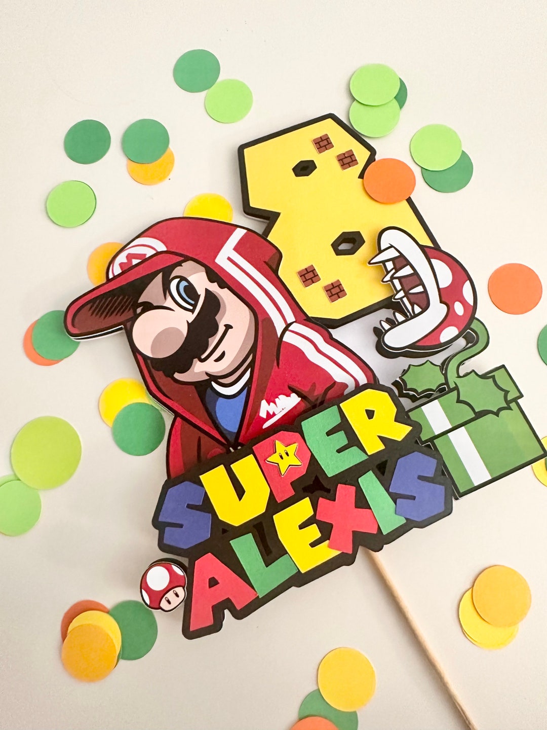Super Mario Cake Topper, Cardstock Cake Topper, Princess Cake Topper ...