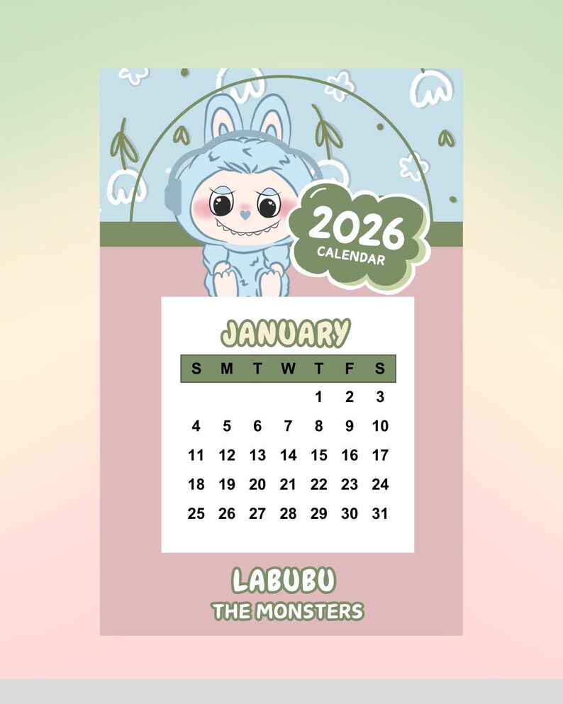 Labubu Magnetic Calendar, the Monsters 2026, New Year Gift, Magnetic ...