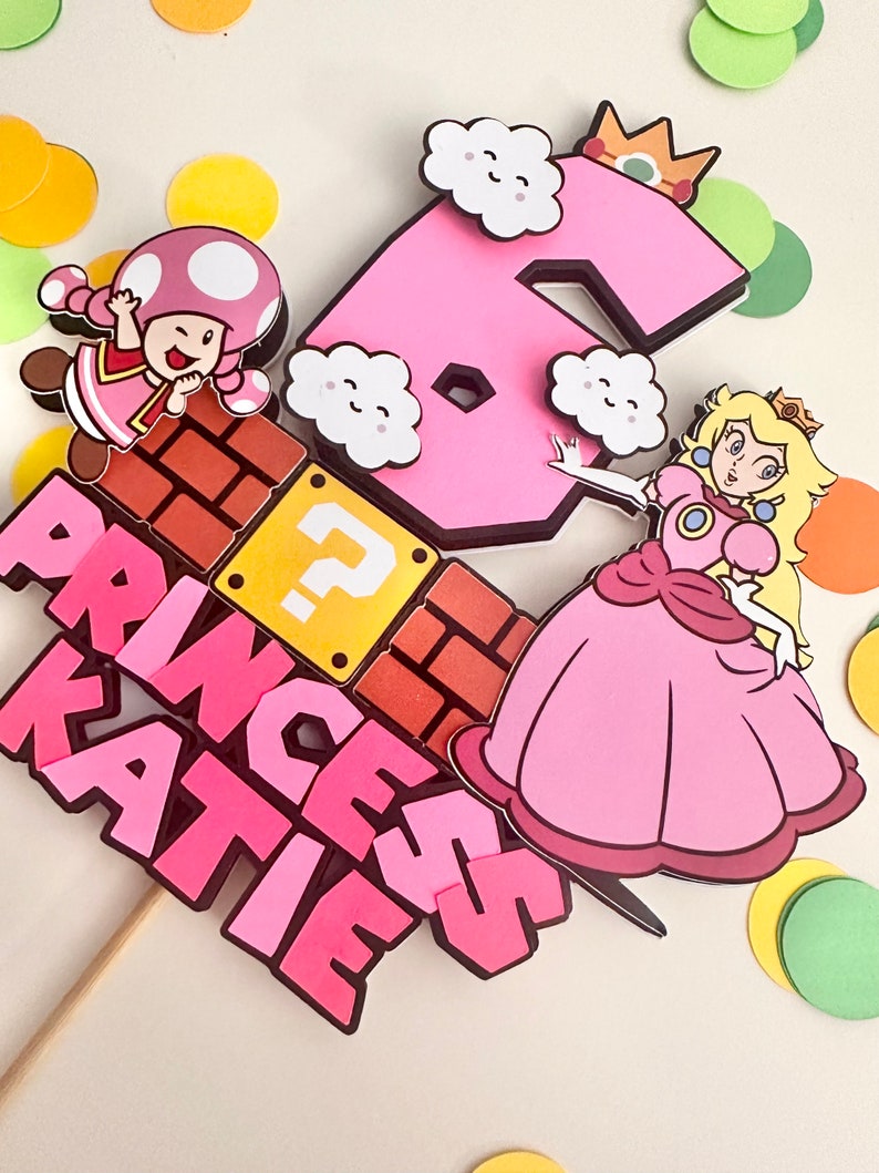 Super Mario Cake Topper, Cardstock Cake Topper, Princess Cake Topper ...
