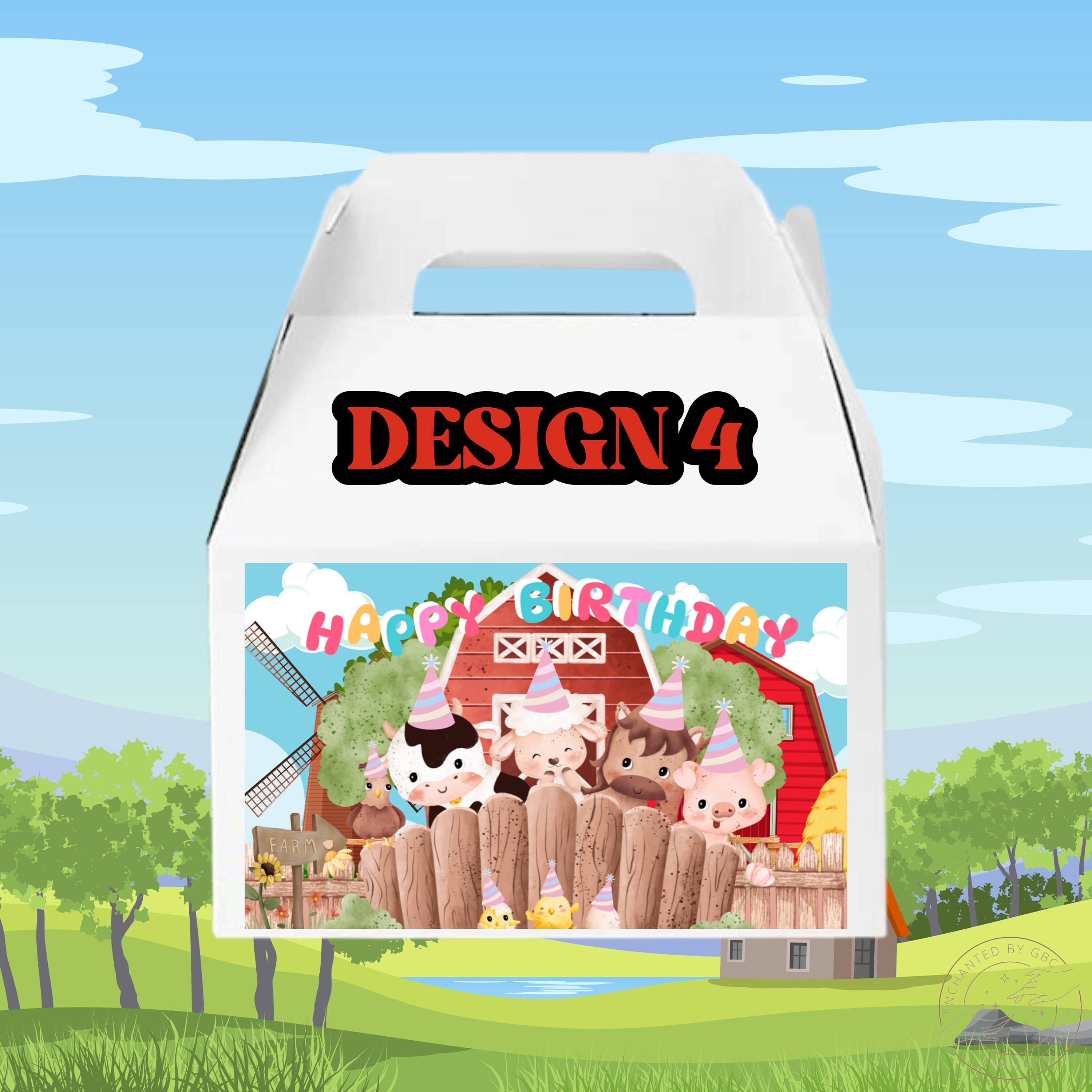 Farm Birthday Gable Box, Farm Animal Themed Gable Box, Physical Product ...