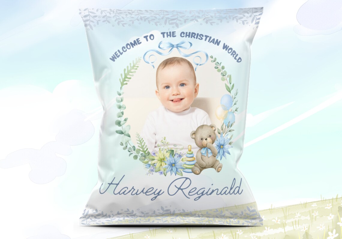 Custom Baptism or Christening Chip Bag, Personalized Christening Favors ...